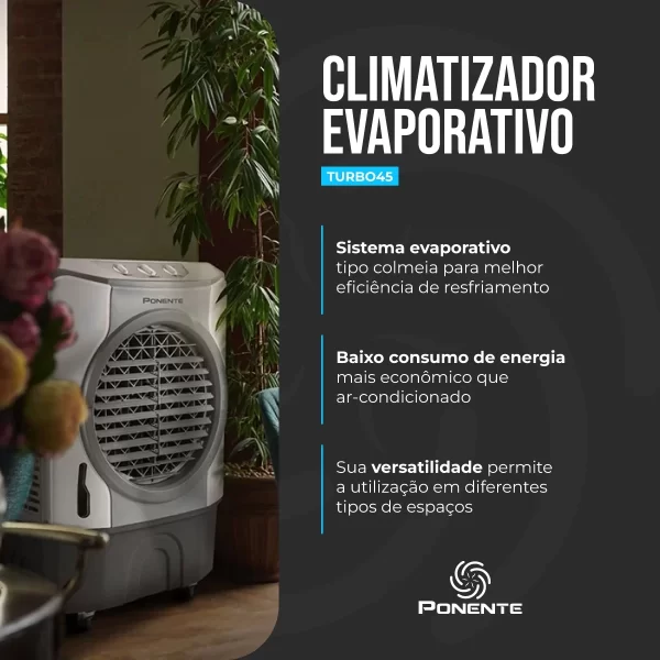 Climatizador Evaporativo de 45 Litros Turbo45 – Ponente